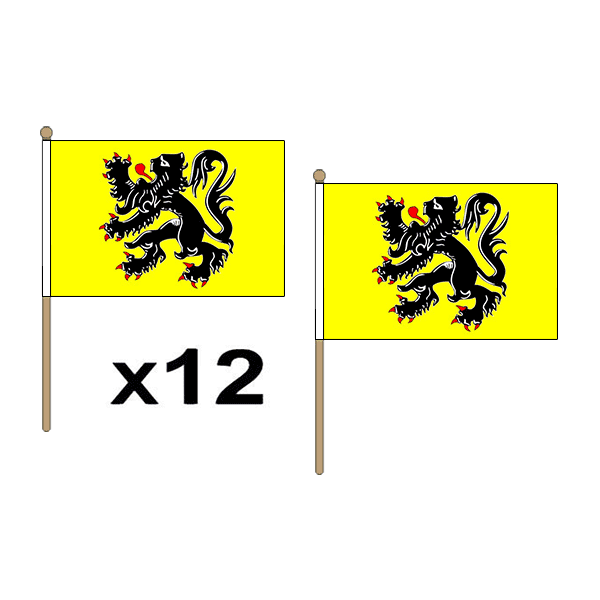 Flanders Lion Hand Flags 12 Pack | The Flag Wholesaler